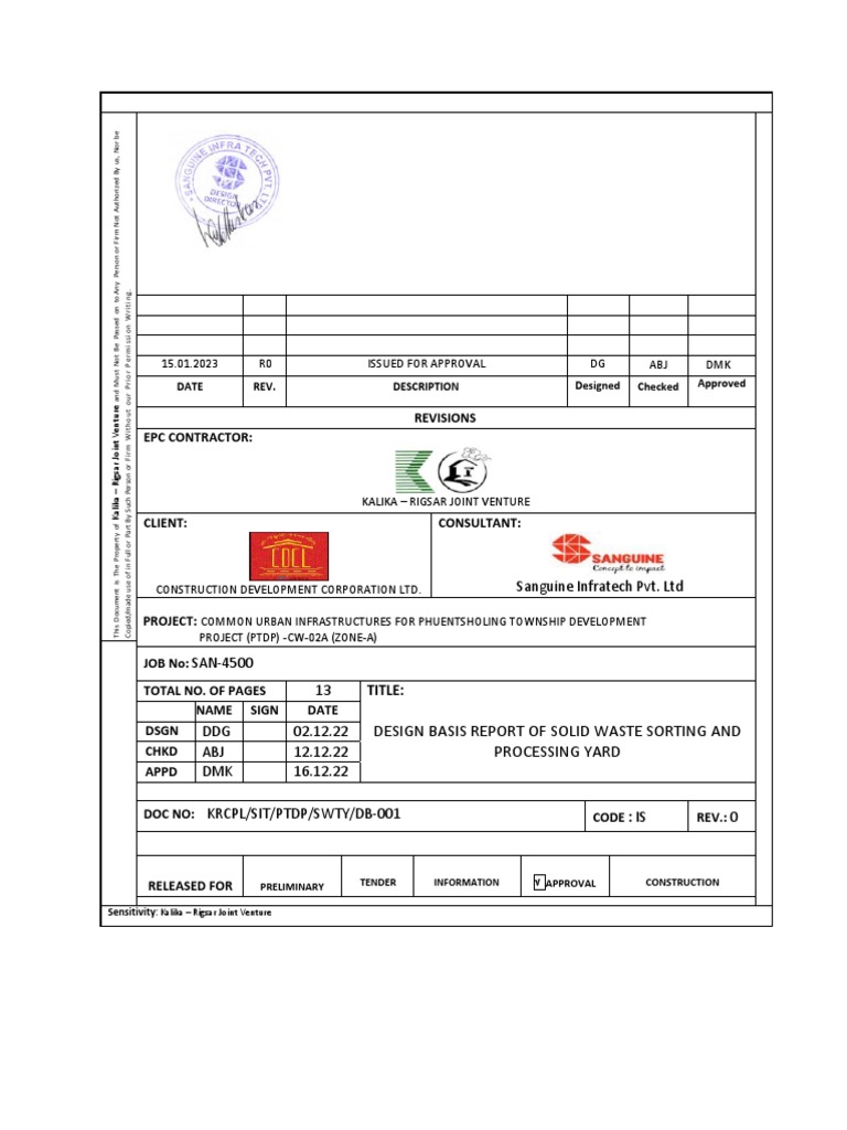 02 Design Basis Report - Solid Waste Processing Plant | PDF