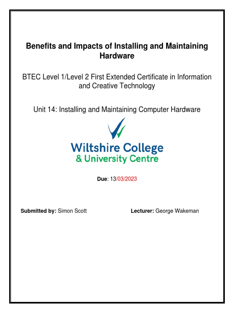 Unit 14 - Assignment 1 Simon Scott | PDF | Solid State Drive | Hard ...