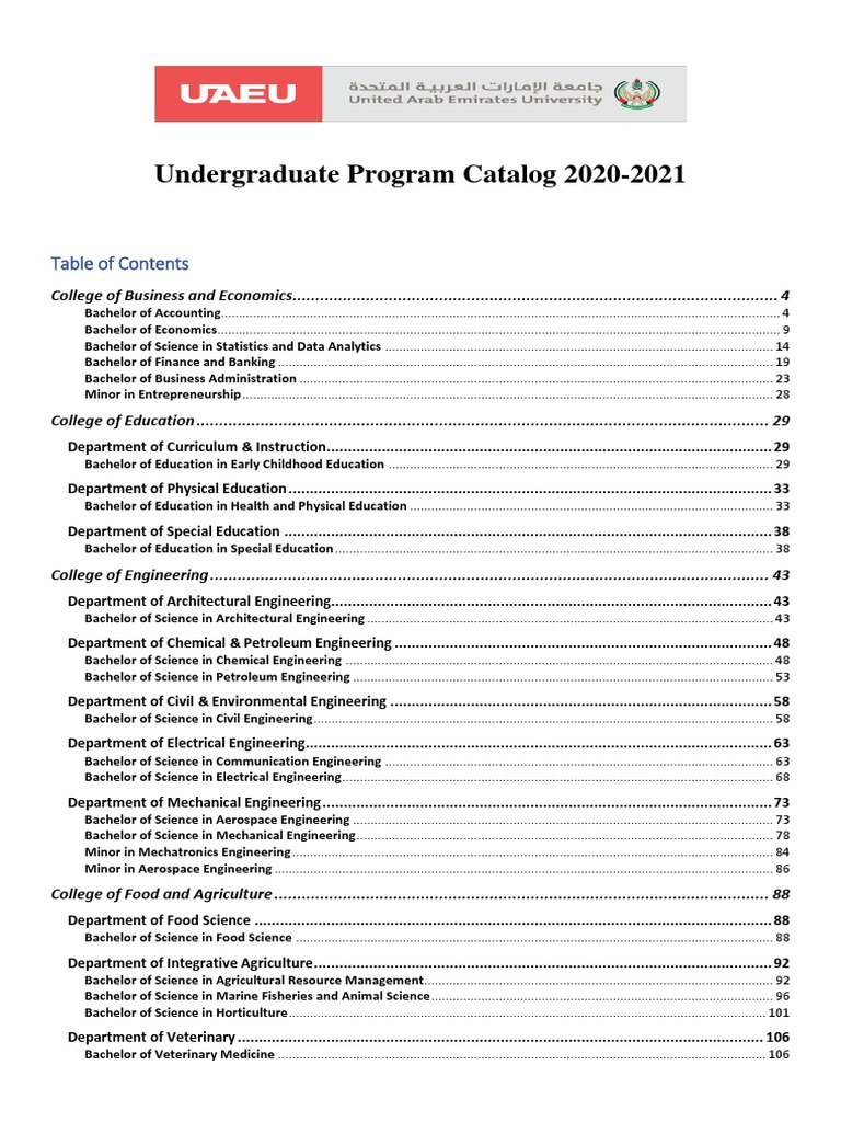 Undergraduate Programs 2020 2021 | PDF