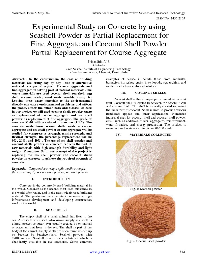 Experimental Study On Concrete by Using Seashell Powder As Partial ...