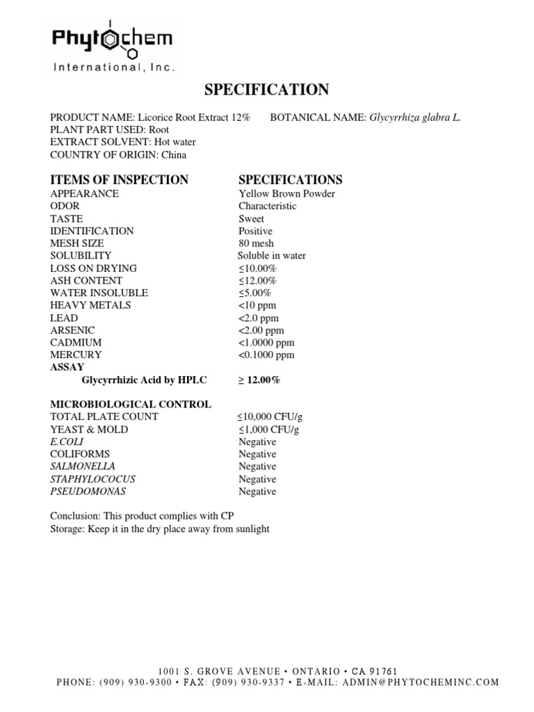 Spec Licorice Root Extract 12 | PDF