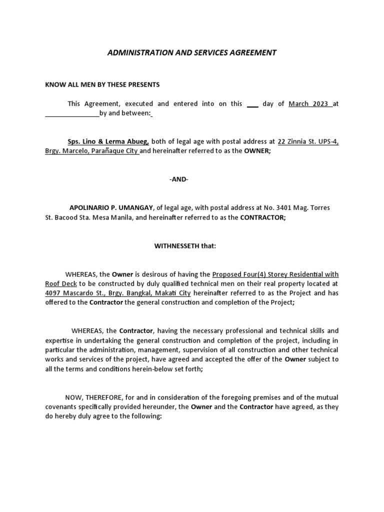 Administration Agreement | PDF | Payments | Common Law