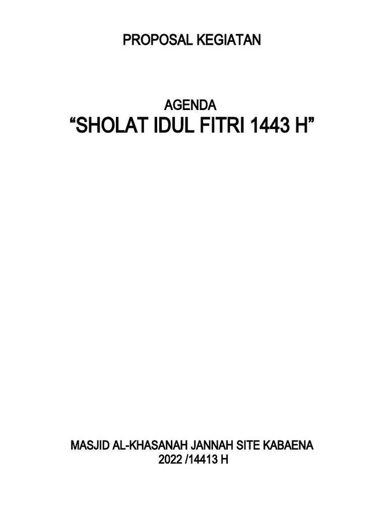 Proposal Pelaksanaan Sholat Idul Fitri 1443 H di Masjid Al Khazanah ...