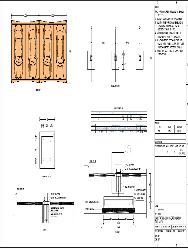 Car Parking Shade Foundation-Model 1 | PDF | Welding | Construction