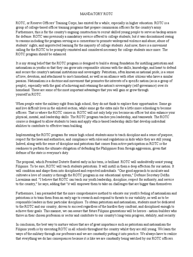 Mandatory Rotc 1 | PDF