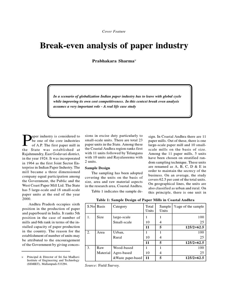 Break Even Analysis | PDF | Business Economics | Business