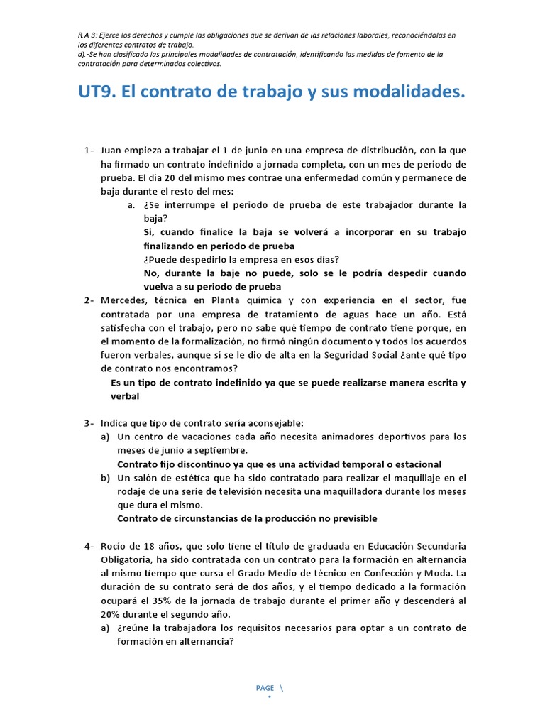 Modalidades de Contrato Laboral en España | PDF