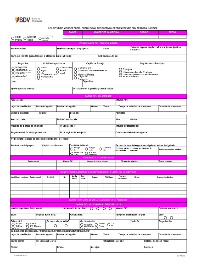 SOE.568 (08-22) Solicitud Microcrédito, Credisocial productivo ...