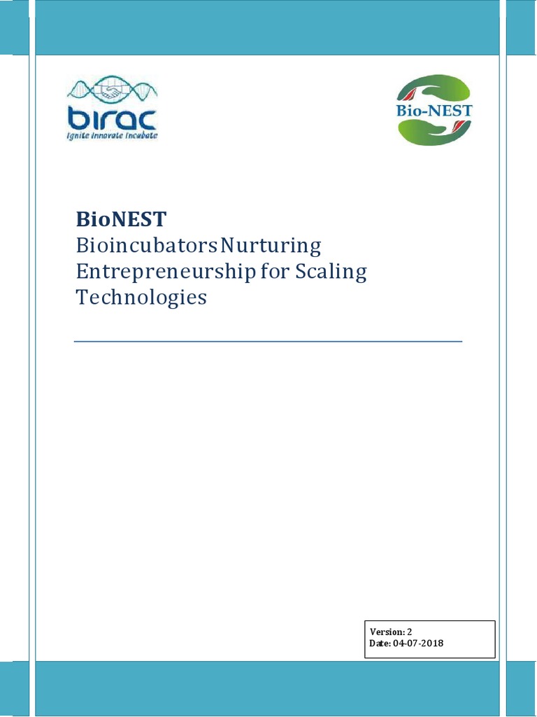 BioNEST_Guidelines_04_07_2018 | PDF | Business Incubator | Startup Company