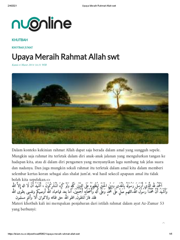 Meraih Rahmat Allah dalam Hidup | PDF