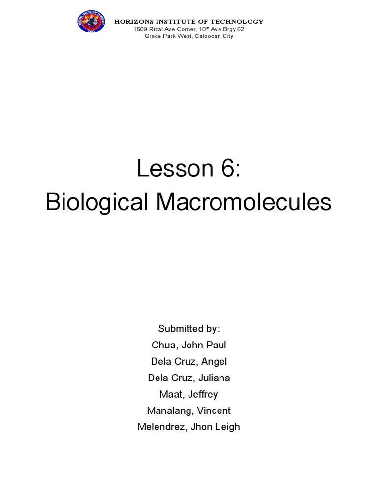 Lesson 6 Biological Macromolecule | PDF