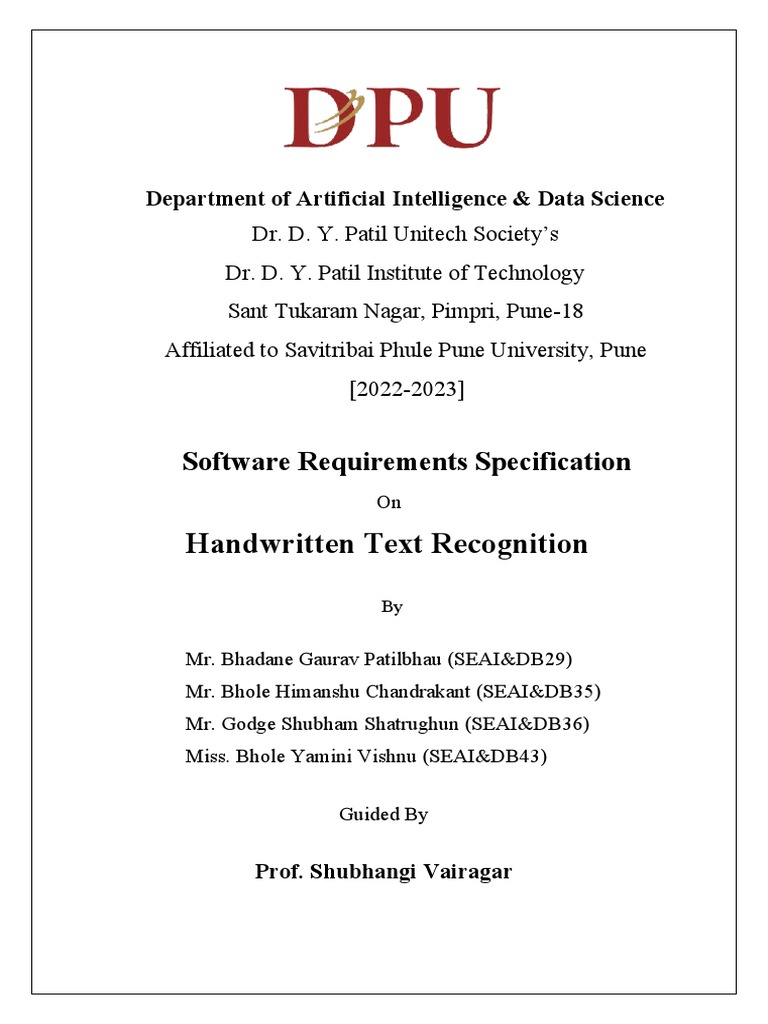 Handwritten Text Recognition: Software Requirements Specification | PDF ...