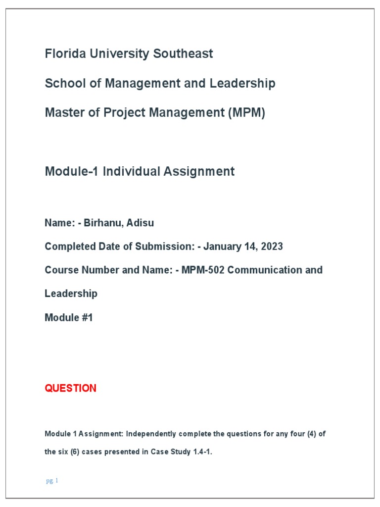 Master of Project Management (MPM) Module 1 Assignment: Communication Errors and Their Solutions ...