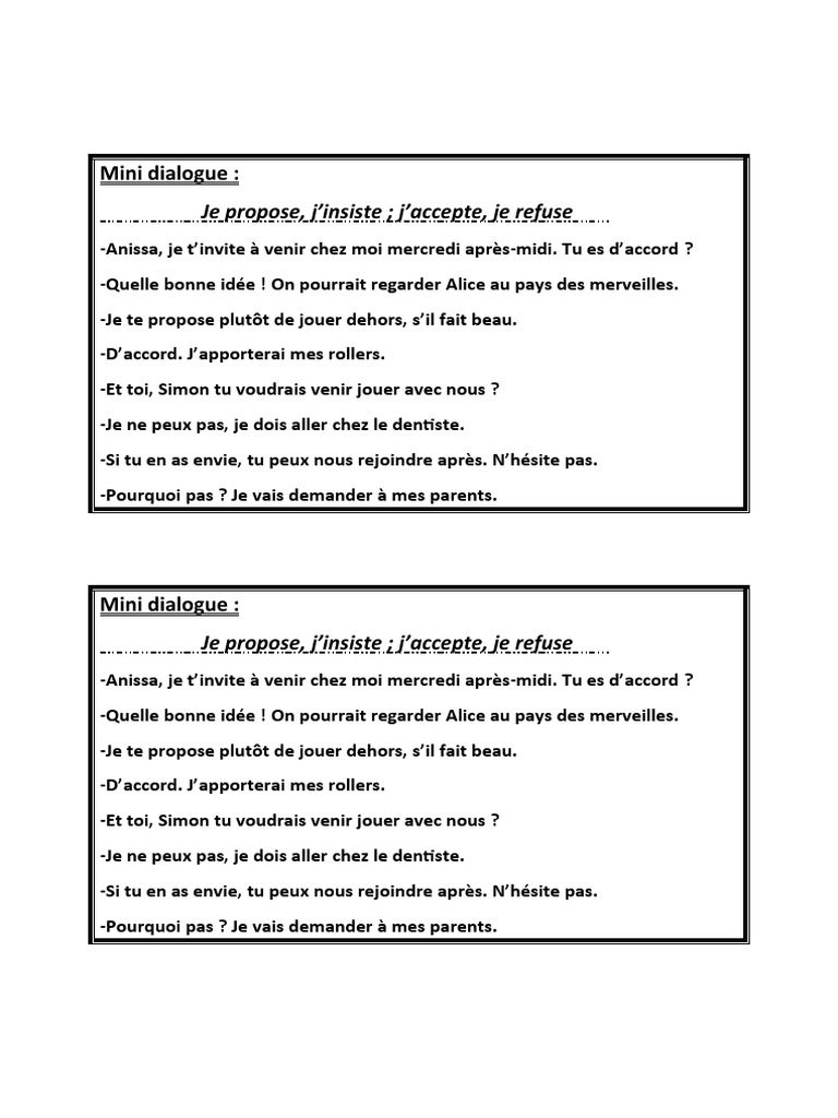 Dialogue d'invitation et de planification | PDF