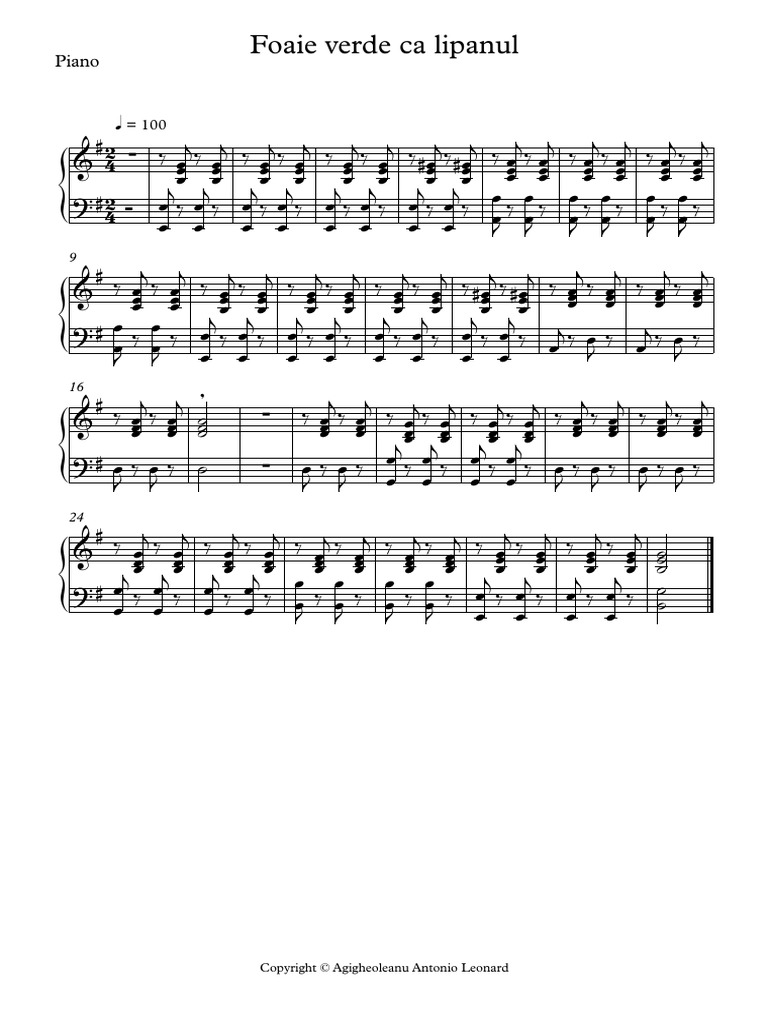 Foaie Verde CA Lipanu - Piano | PDF
