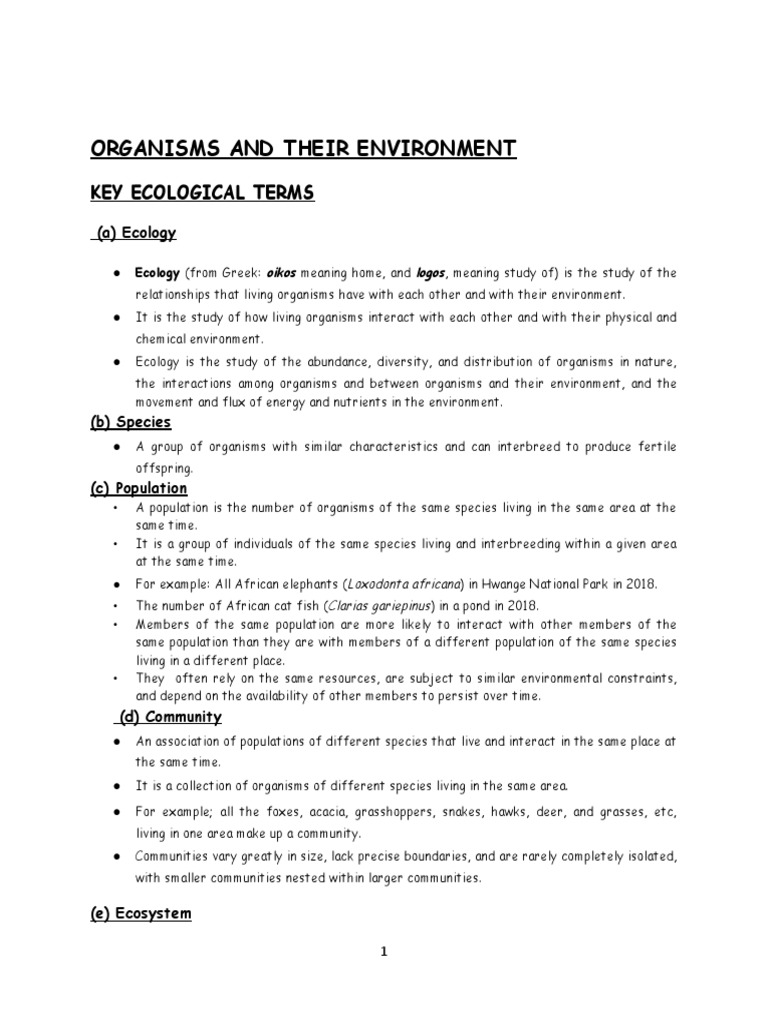 Organisms and Their Environment | PDF | Food Web | Water Cycle