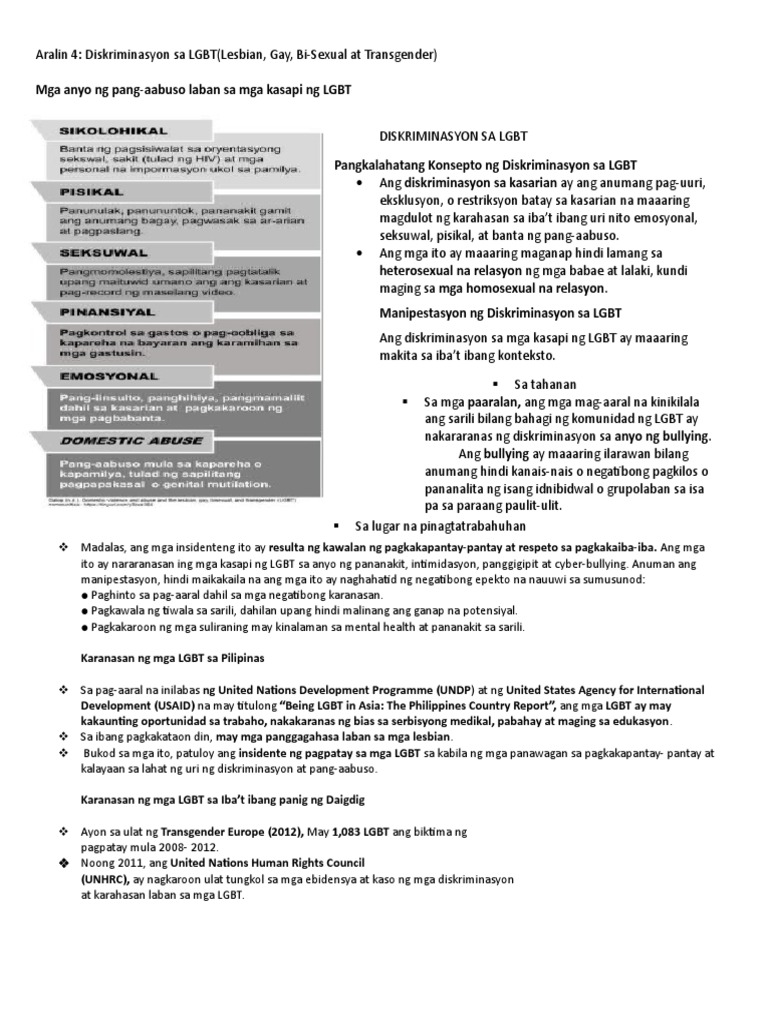 Aralin 4 Diskriminasyon Sa LGBT | PDF