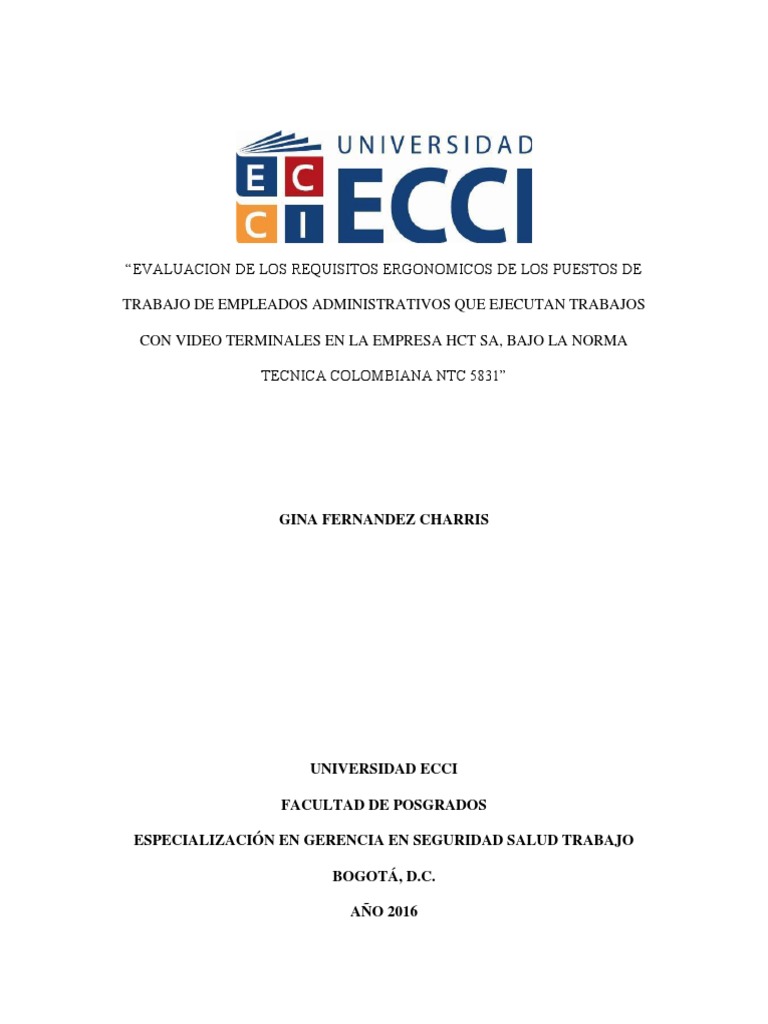 Trabajo de Grado NTC 5831 | PDF | Factores humanos y ergonomía ...