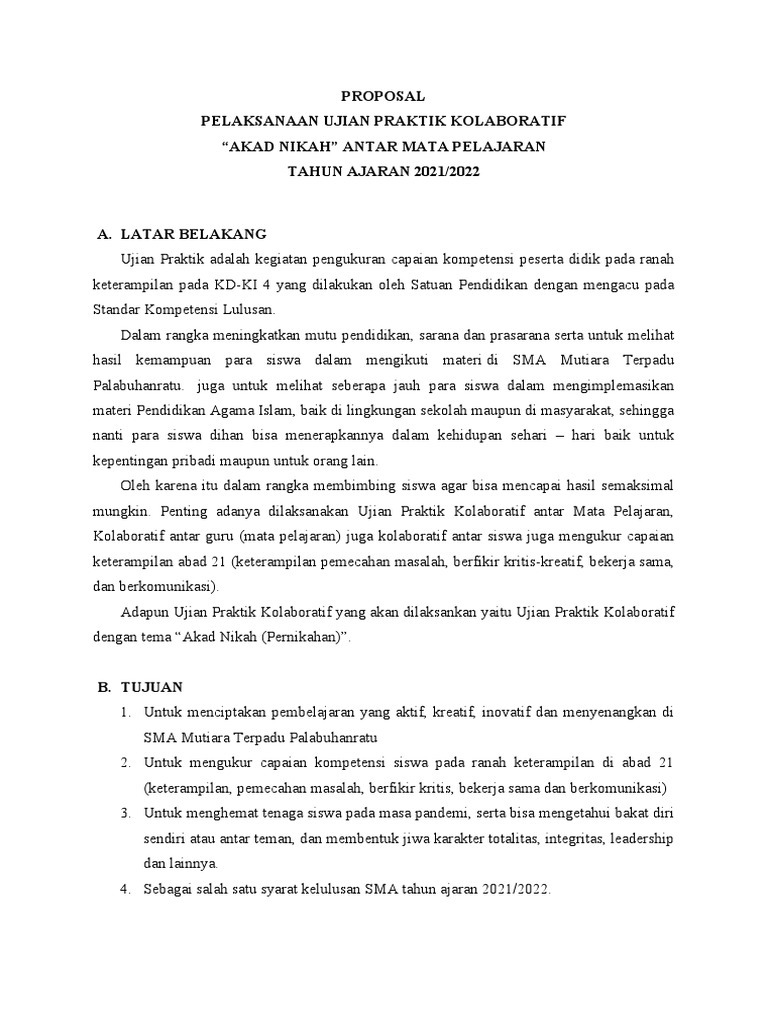 Proposal Ujian Praktik Kolaboratif | PDF