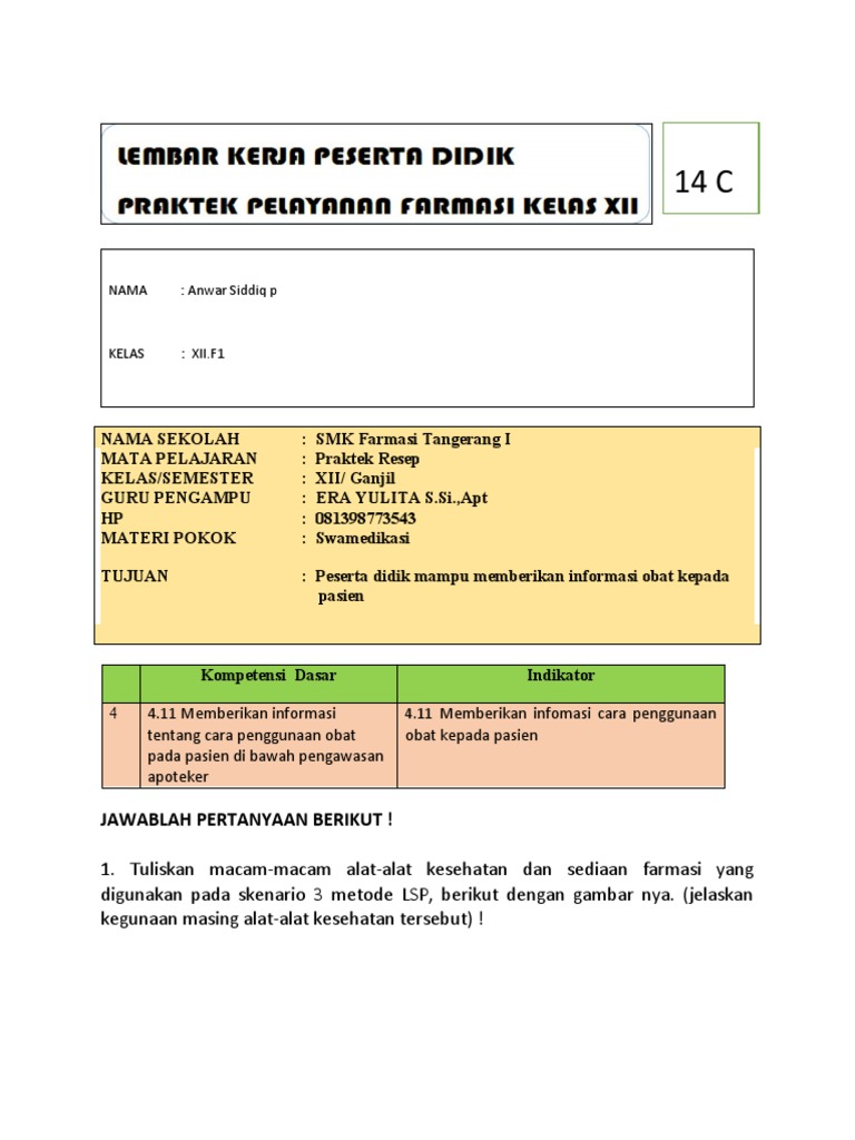 LKPD Praktek Kelas XII 11 | PDF