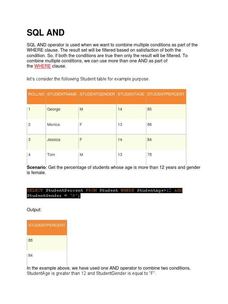 Logical Operators Sql File Pdf