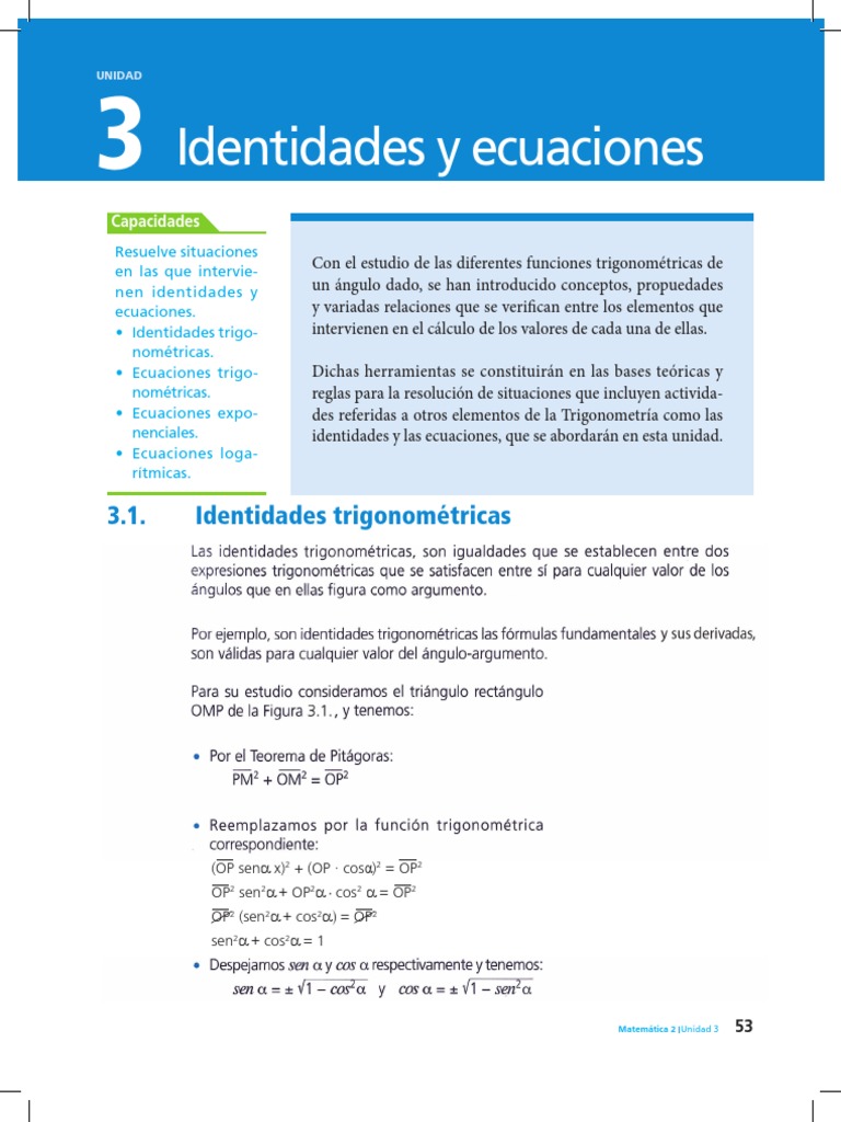 Matematica 2 - Unidad 3 New Edici N 2019 | PDF | Ecuaciones | Trigonometría
