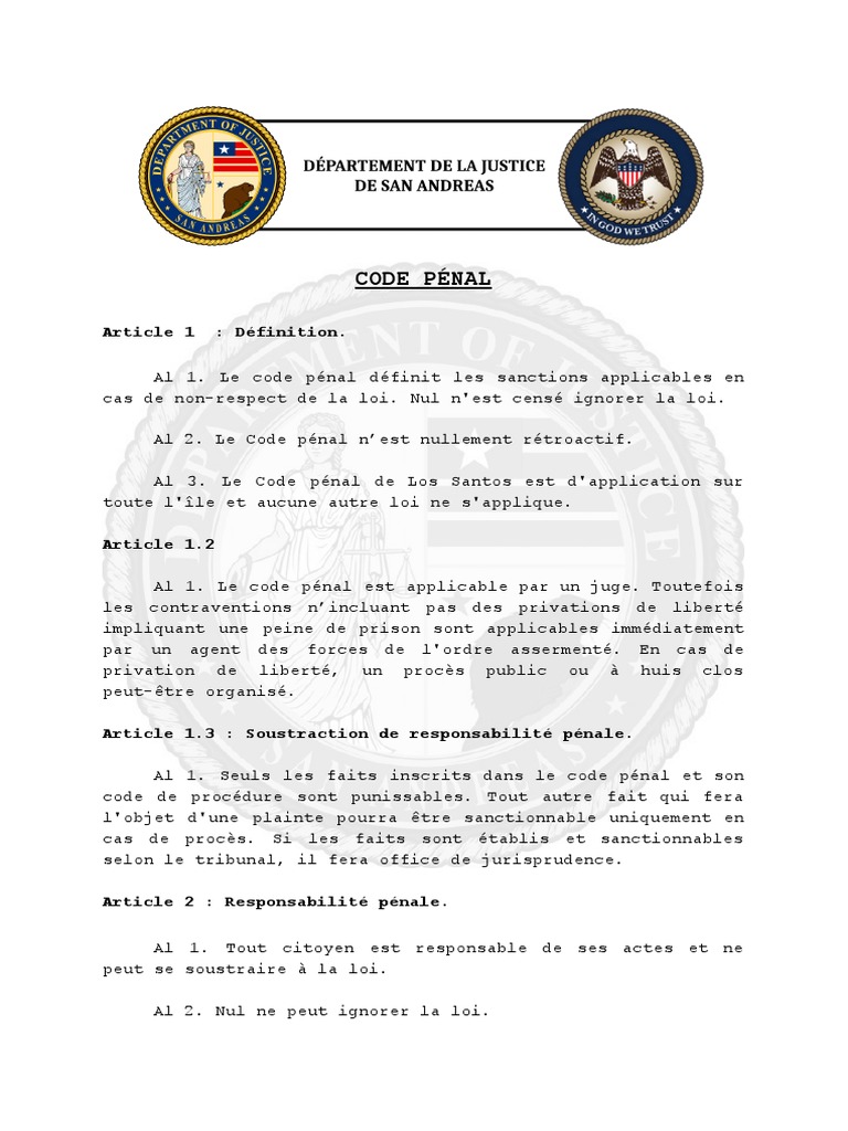 Code Pénal de Los Santos | PDF | Liberté d'expression | Perquisition