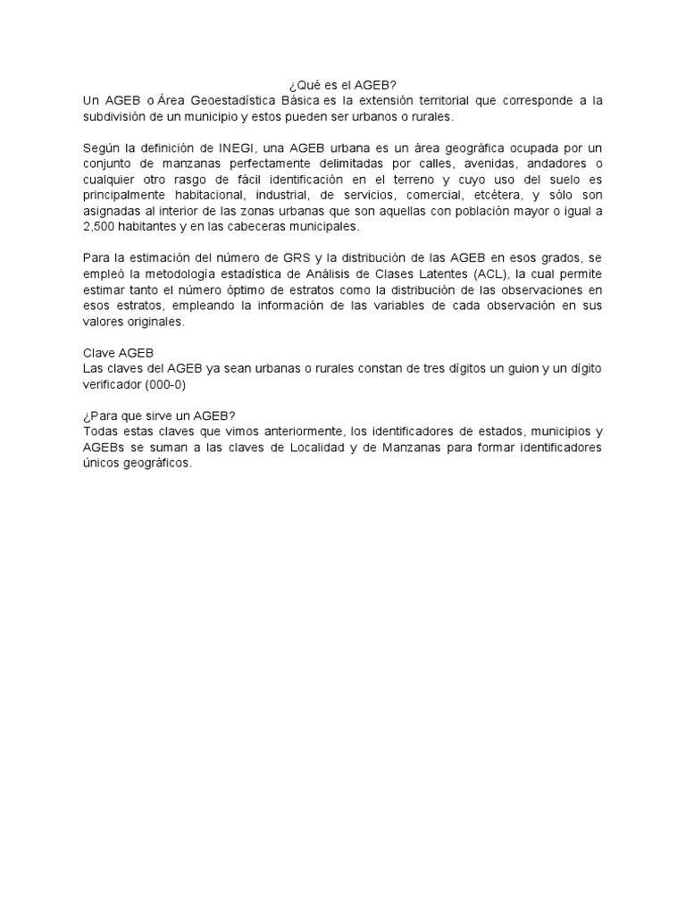 ¿Qué Es El AGEB? | PDF