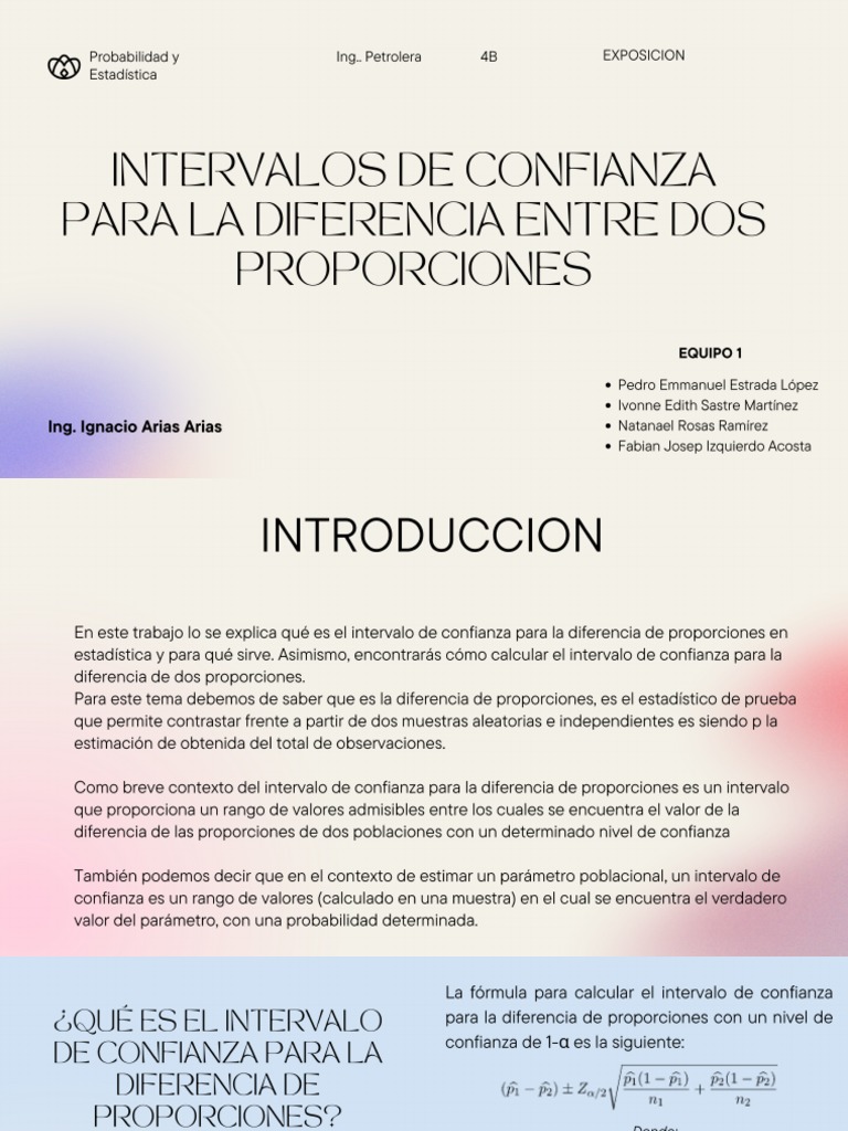 Intervalos de Confianza para La Diferencia Entre Dos Proporciones | PDF