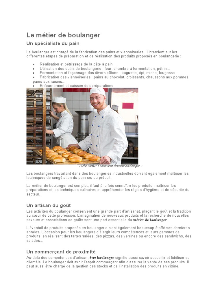 Le métier de boulanger | PDF