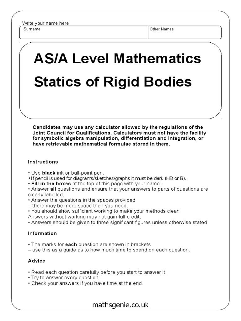 A Mechanics Statics of Rigid Bodies | PDF | Friction | Force