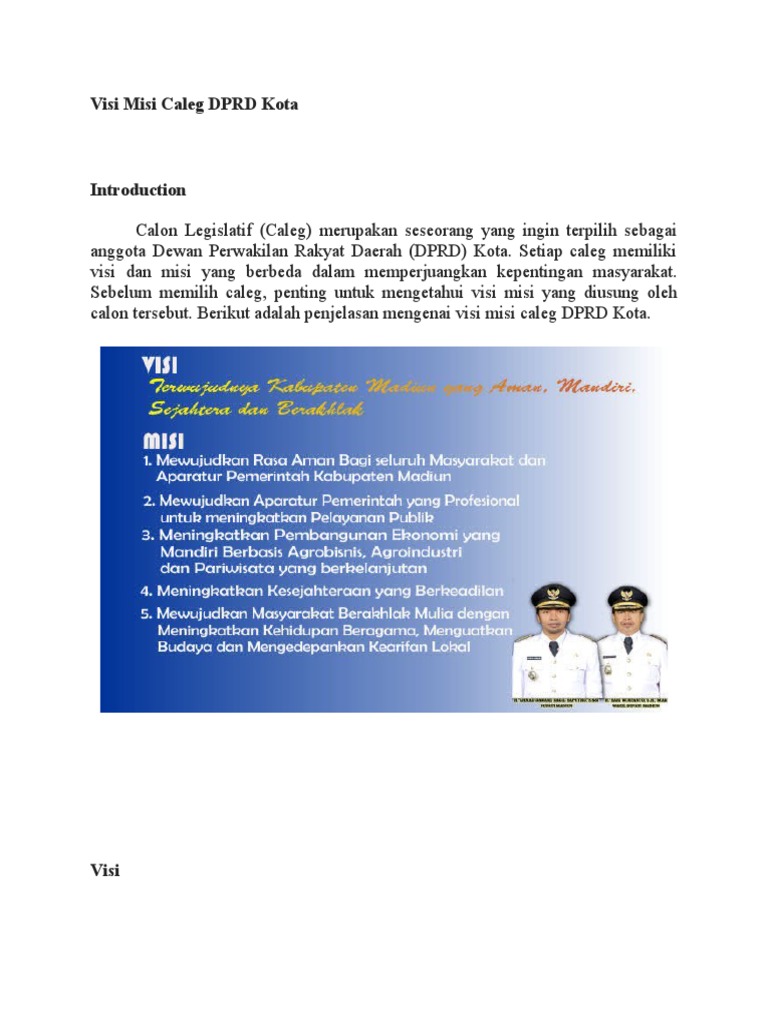 Visi Misi Caleg DPRD Kota | PDF