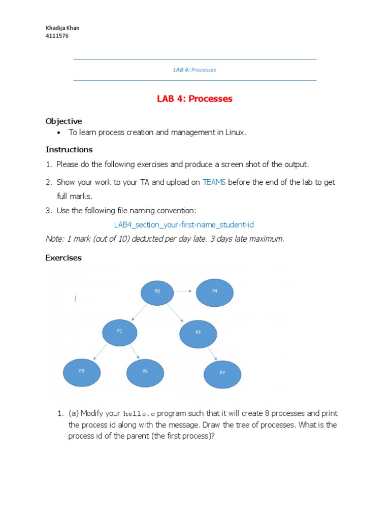 Linux Process Creation and Management Lab | PDF
