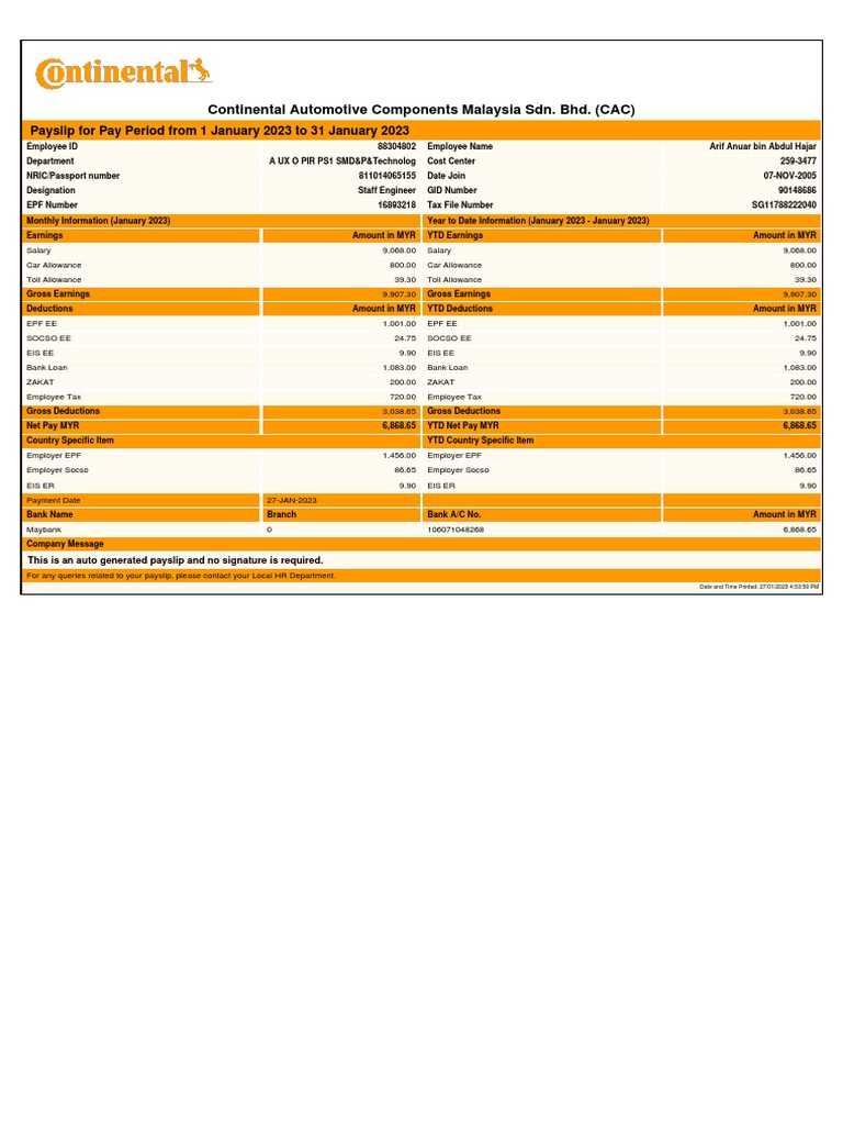 ESS Payslip 88304802 1666503 | PDF