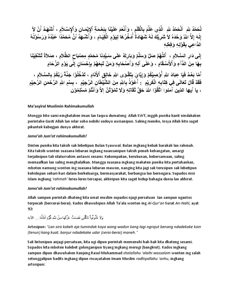 Khotbah Syawal Miftah | PDF