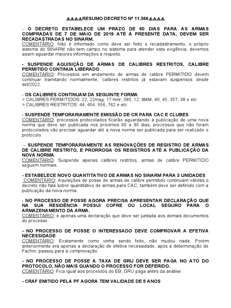 Resumo Decreto #11 366 | PDF
