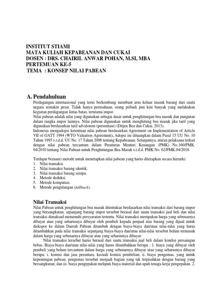 Kepabeanan Dan Cukai 5 | PDF