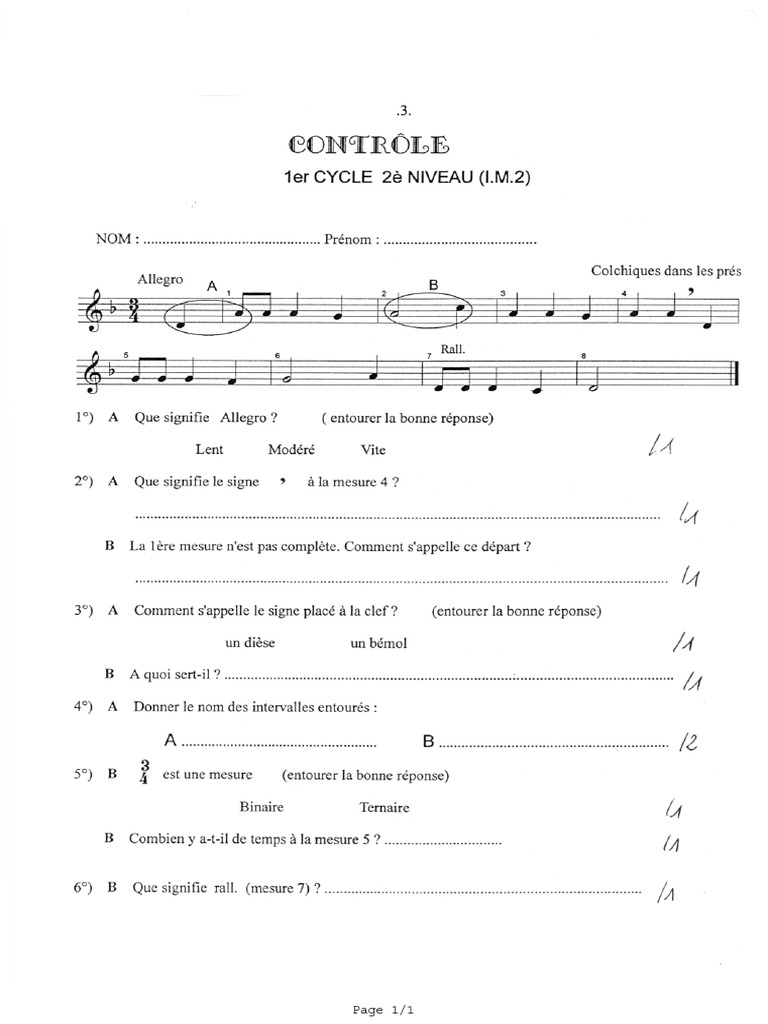 Annales Solfege 2002 Cycle 1 Annee 2 | PDF