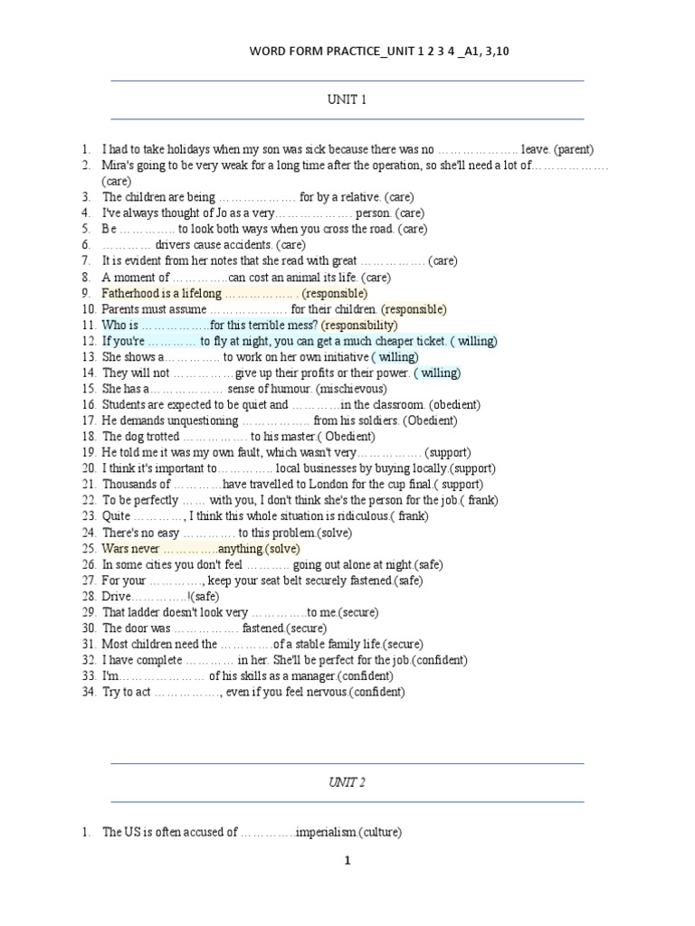 K12 - Word Form Practice | PDF