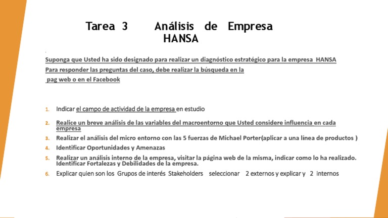 Tarea 3 Análisis de Empresa HANSA | PDF