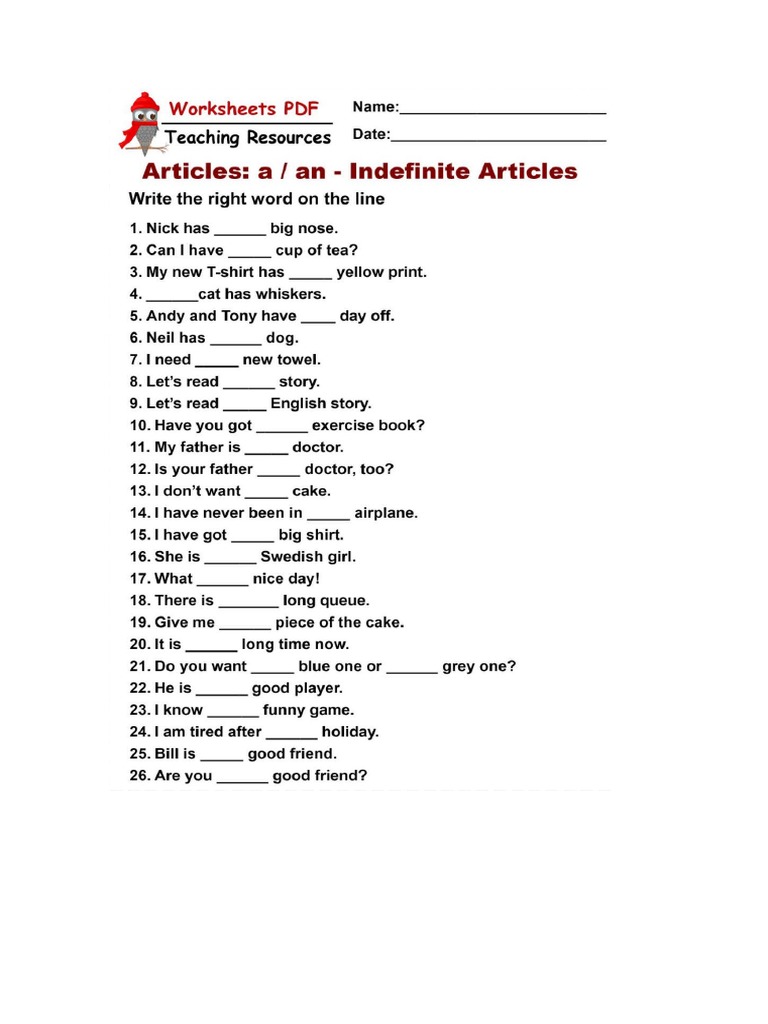 A and An Activities | PDF