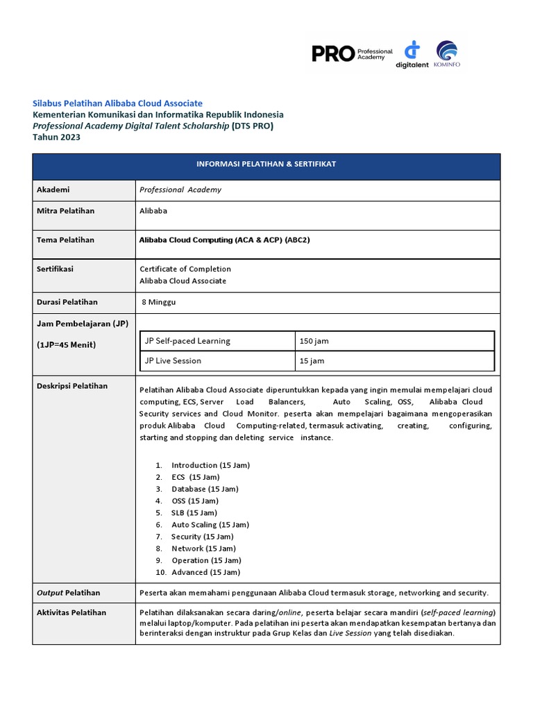 Pelatihan Alibaba Cloud Associate 2023 | PDF | Cloud Computing | Software Engineering