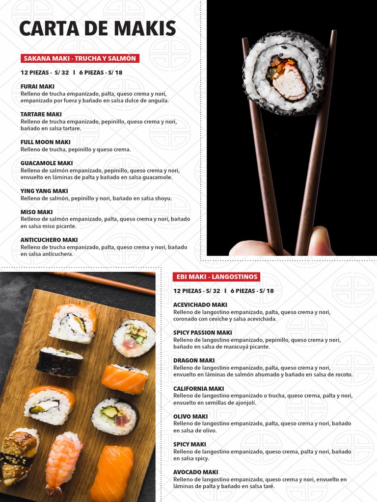Carta de Makis Variados | PDF | Cocinando | Cocina