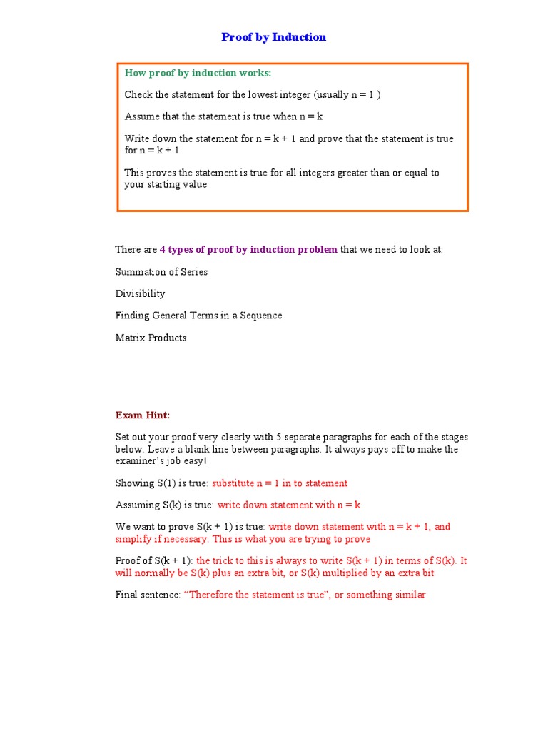 Proof by Induction | Download Free PDF | Mathematical Proof | Summation Proof by Induction | Download Free PDF | Mathematical Proof | Summation