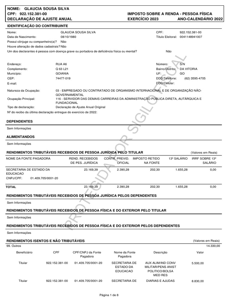 Irpf A 2023 2022 Origi | PDF | Impostos | Imposto de Renda