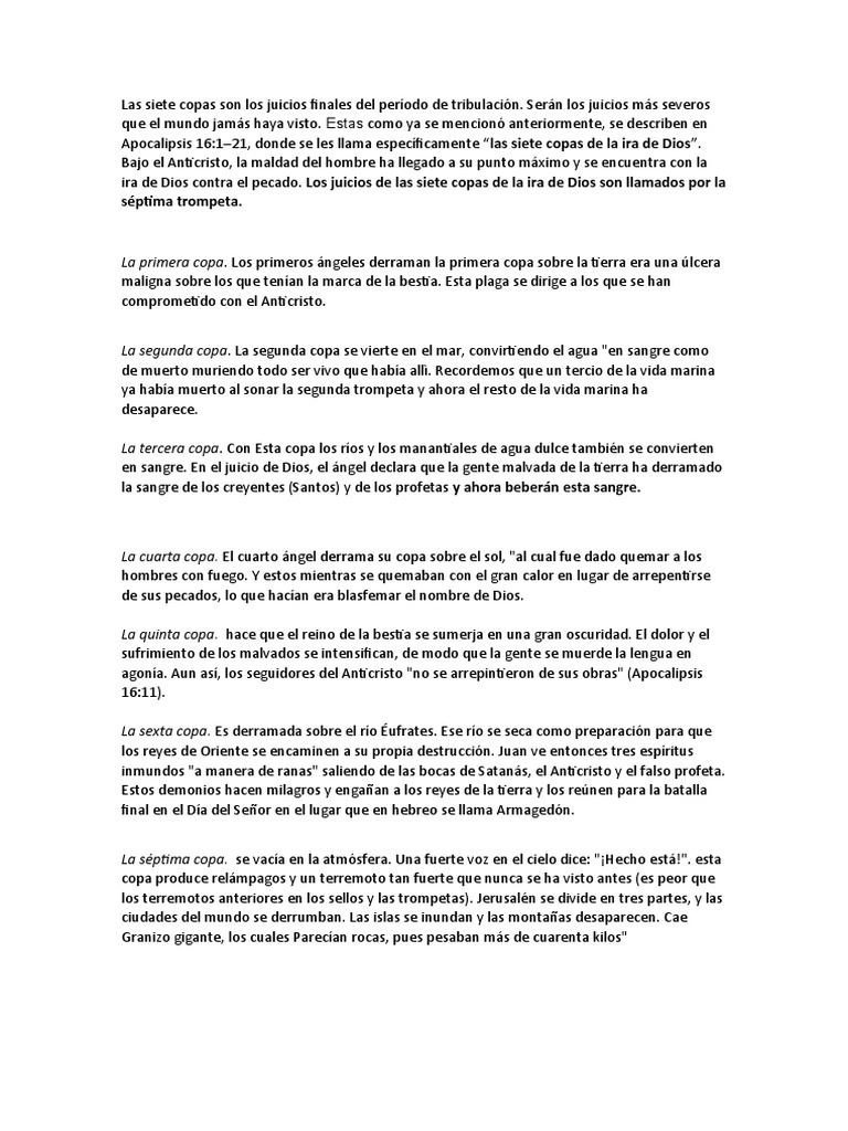 Las 7 Copas | PDF | Armagedón | antecristo