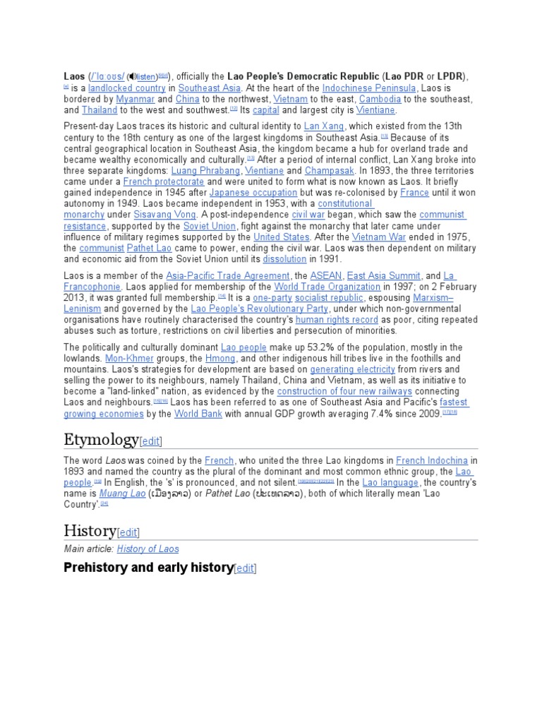 Laos | PDF | Laos | Southeast Asia