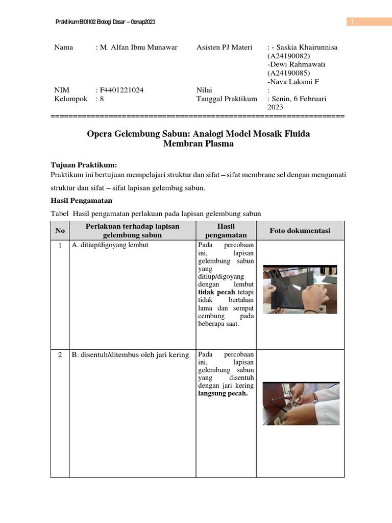 BIO1102 2023 Genap 03b LEMBAR KERJA Opera Gelembung Sabun | PDF