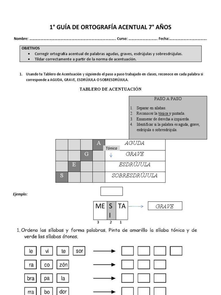 Guía de Ortografía Acentual 7° | PDF | Idiomas | Estudios de idiomas extranjeros