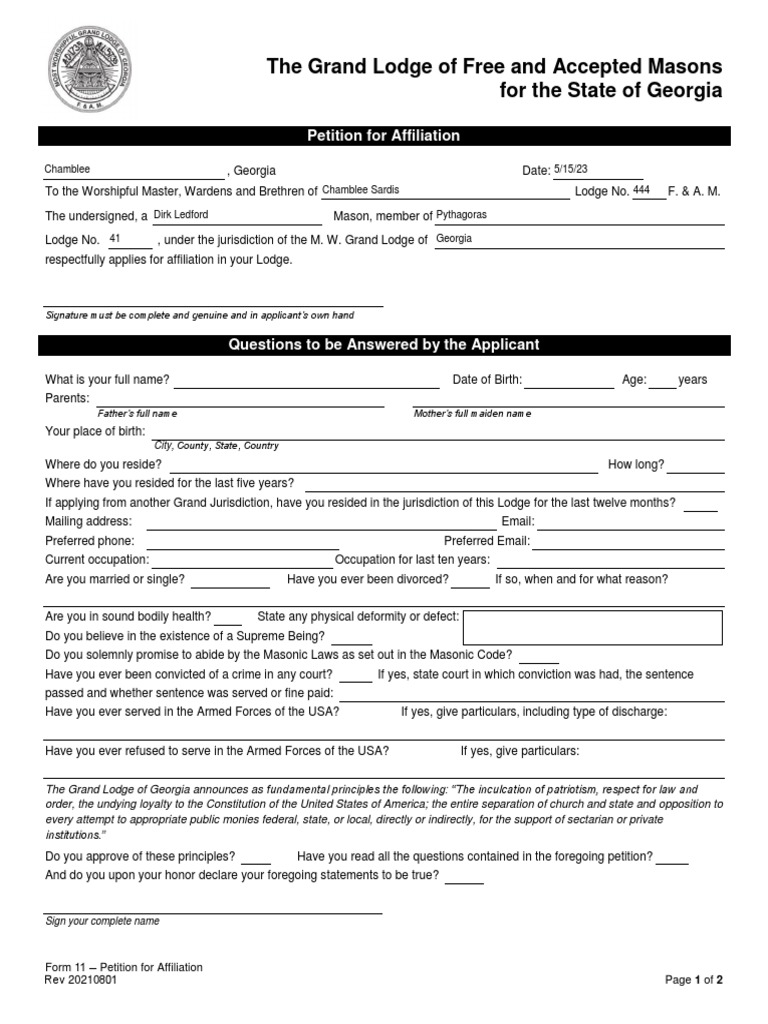 The Grand Lodge of Free and Accepted Masons For The State of Georgia ...